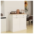 Kitchen Trash Cabinet with Drawers, White MDF Trash Storage - 10 Gallon ...