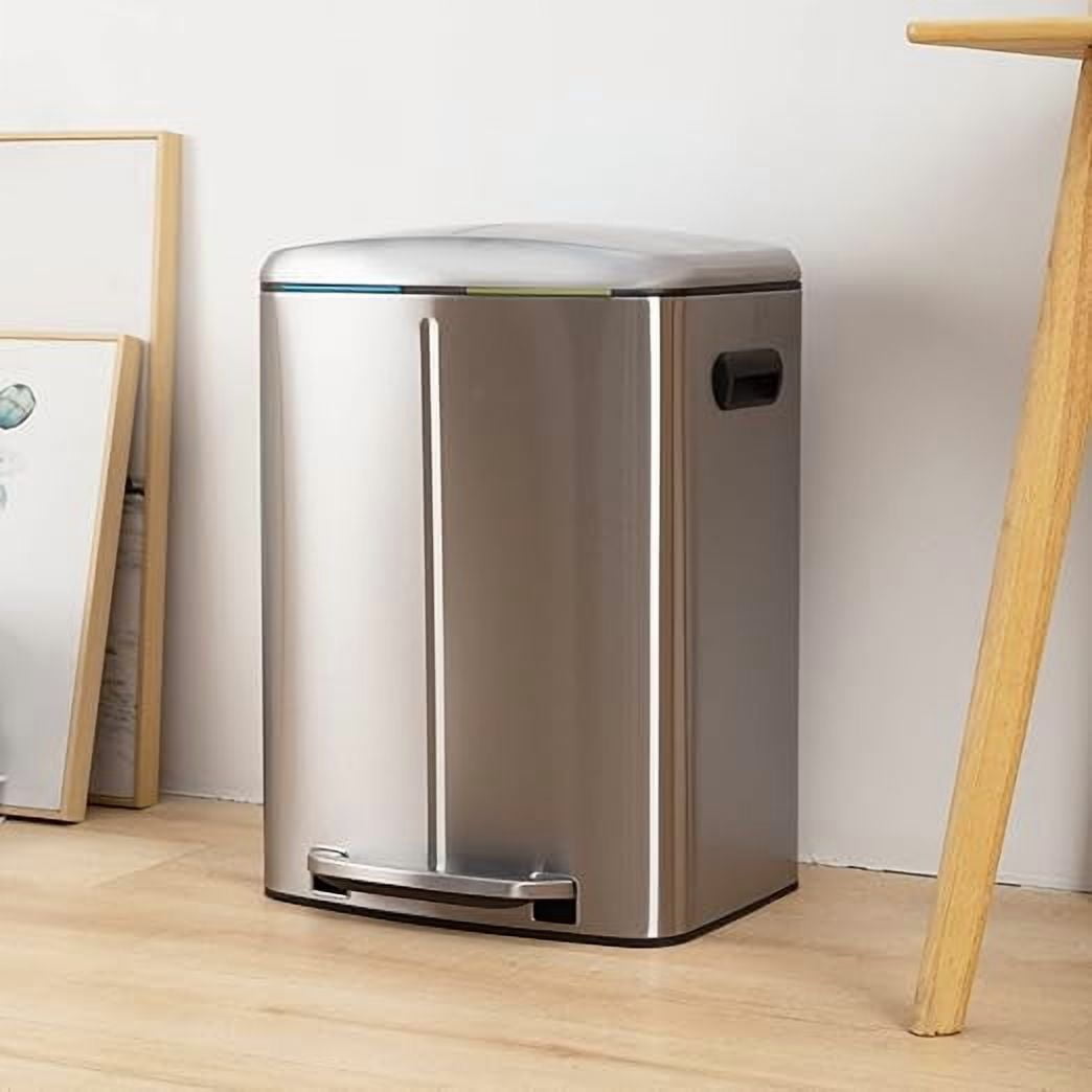 Kitchen Trash Can, 10 Gallon Garbage Can with Dual Inner Bins, Large ...