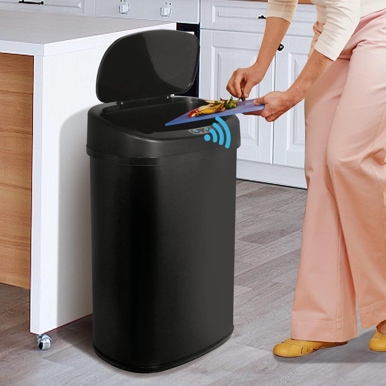 Kitchen Trash Can, 13 Gallon Automatic Trash Can with Lid and Motion ...