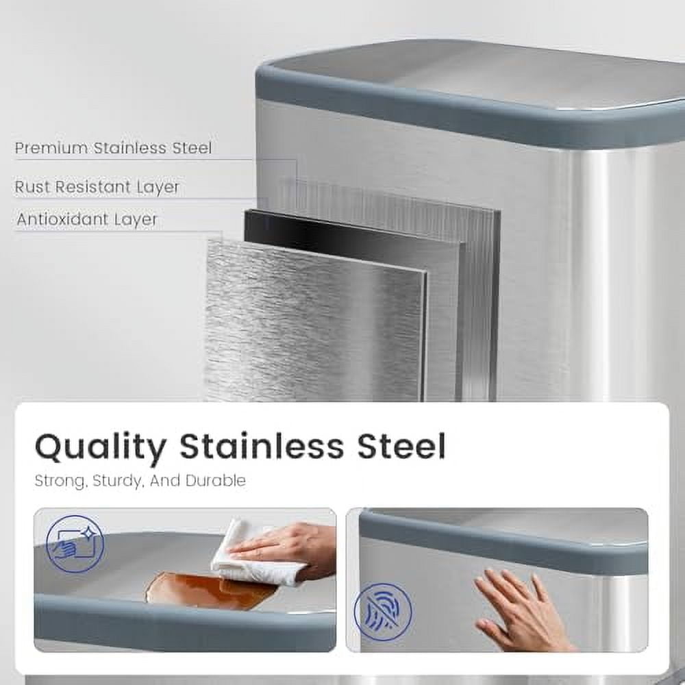 Kitchen Trash Can 16 Gallon, 2 x 30 Liters Trash and Recycle bin Combo ...