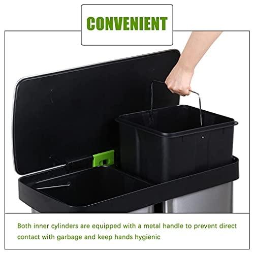 Kitchen Trash Can 16 Gallon/ 60L, 13Gallon/50L, 10Gallon/40L Stainless ...