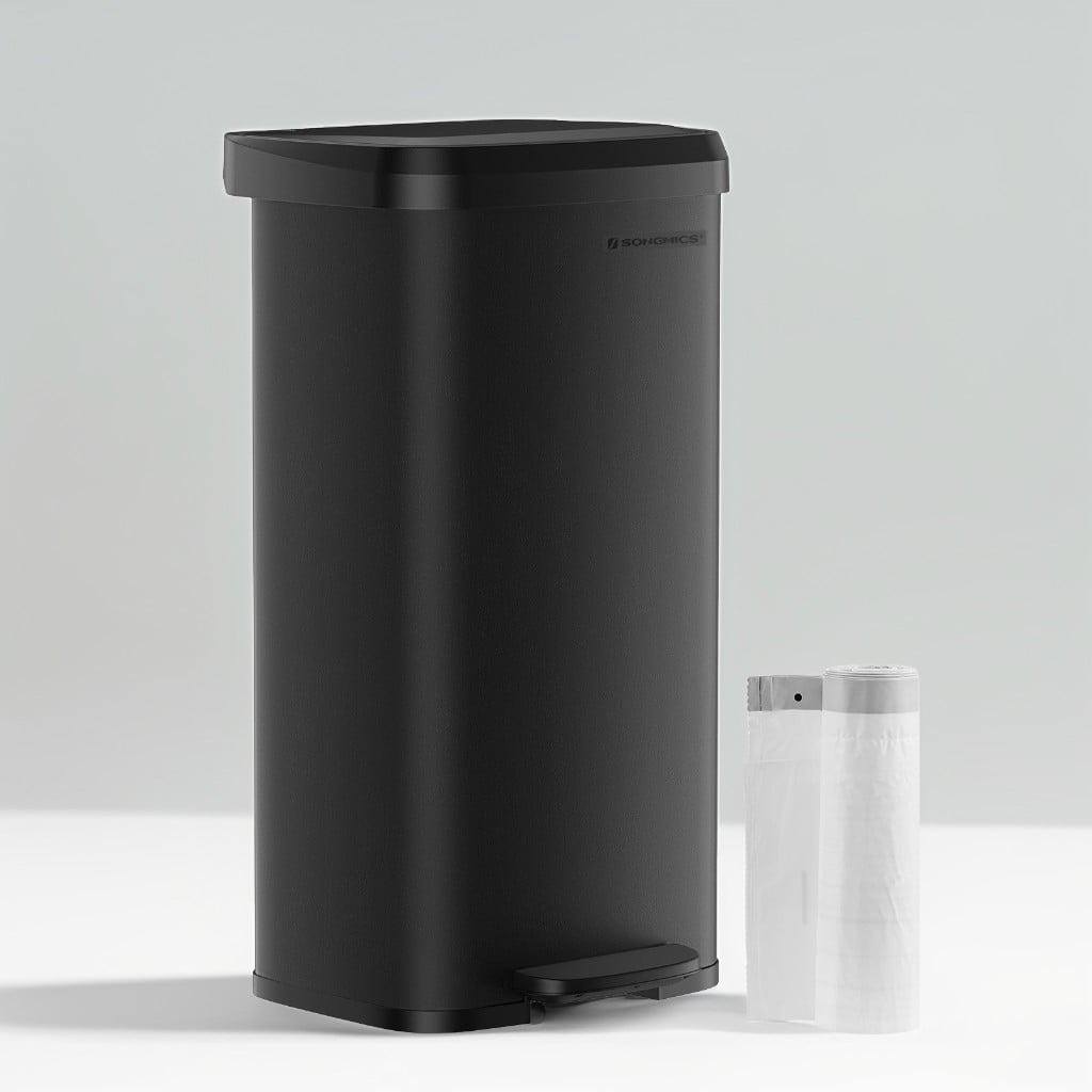Kitchen Trash Can, 18-Gallon Stainless Steel Garbage Can, with Stay ...