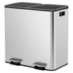 Atilioo Dual Compartment Trash Can, 16 Gallon, Stainless Steel, Foot ...