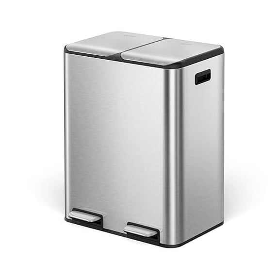 Kitchen Trash Can, 8 + 8 Gallon Dual Trash and Recycle Bin Combo, 2 ...