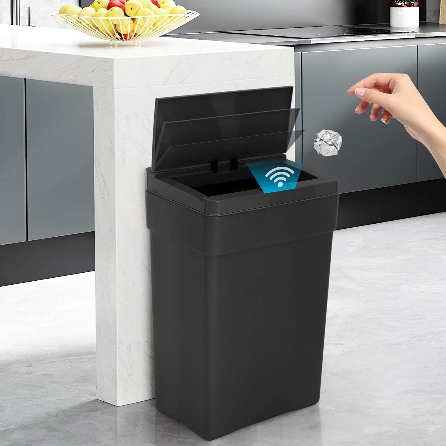 Kitchen Trash Can Automatic Sensor Plastic Garbage Can, Anti ...