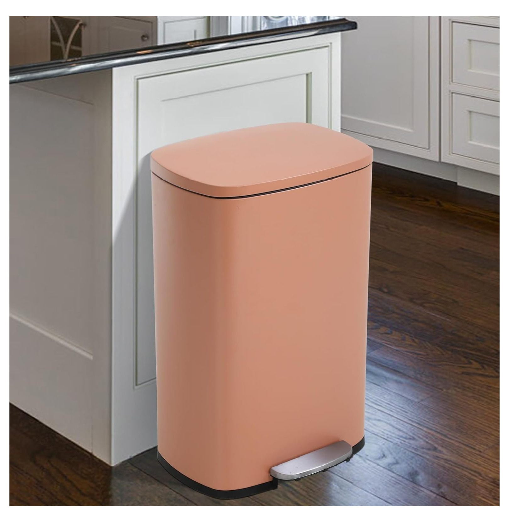 Kitchen Trash Can with Lid, 13 Gallon Trash Can Stainless Steel Garbage ...