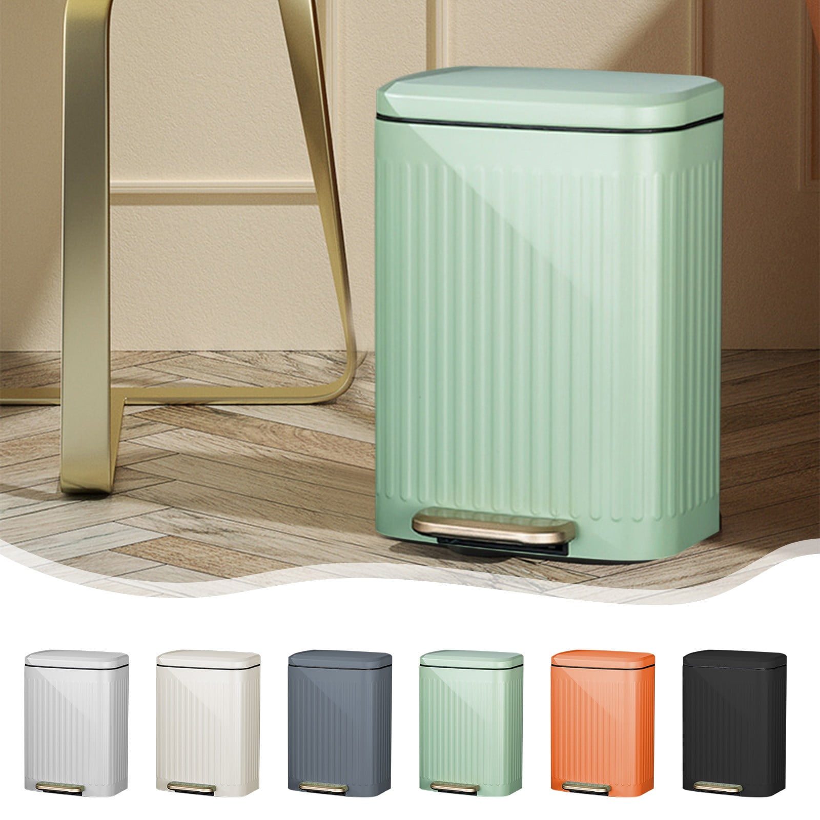 Kitchen Trash Can, Stainless Steel Step-On Garbage Can with Lid, Tall ...