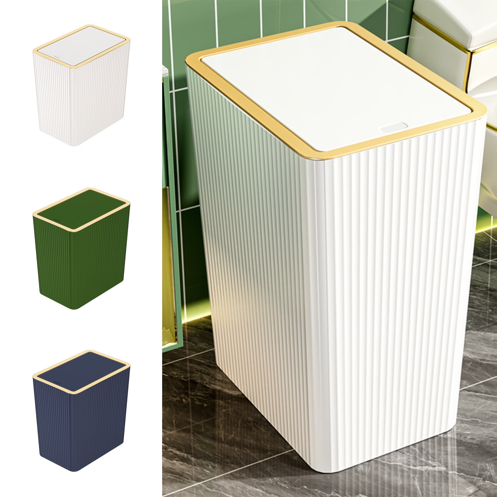 Kitchen Trash Can, Step-On Garbage Can with Lid, Tall Kitchen ...