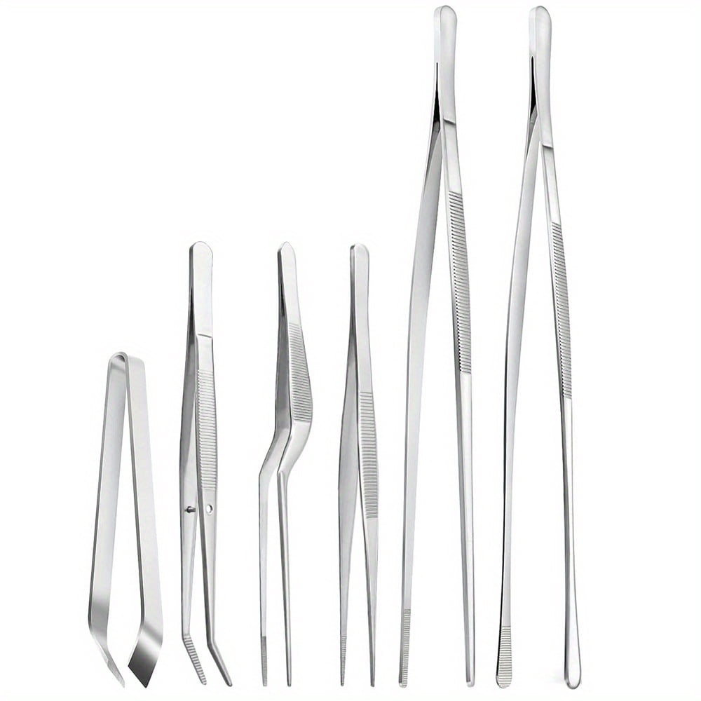 Kitchen Tweezer Set 12'' and 6.3" Stainless Steel Cooking Tweezer Tongs ...