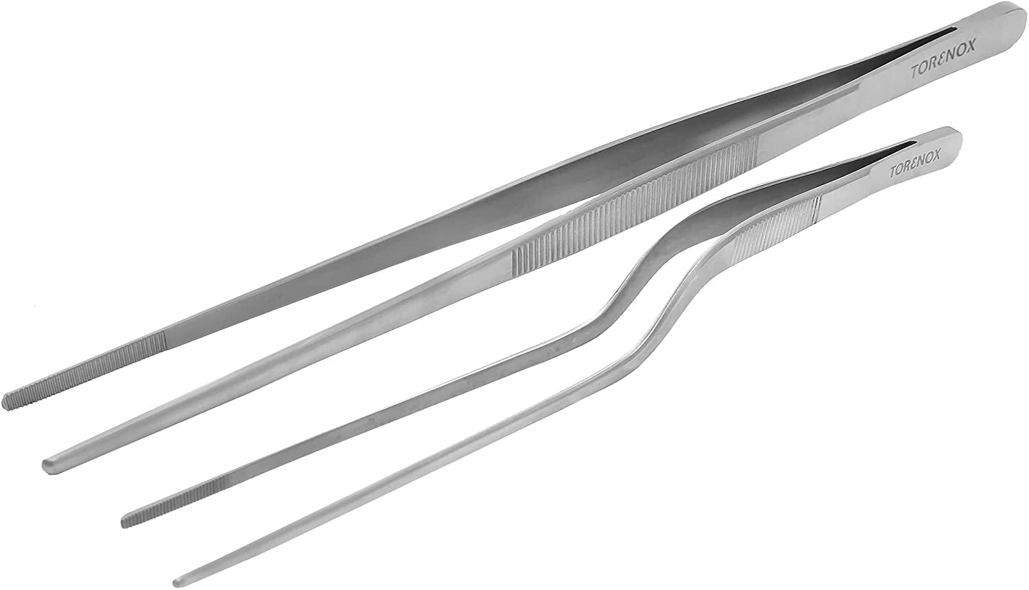 Kitchen Tweezers 10 Inch Straight and 8 Inch Offset - Culinary Precision Tongs Professional ...