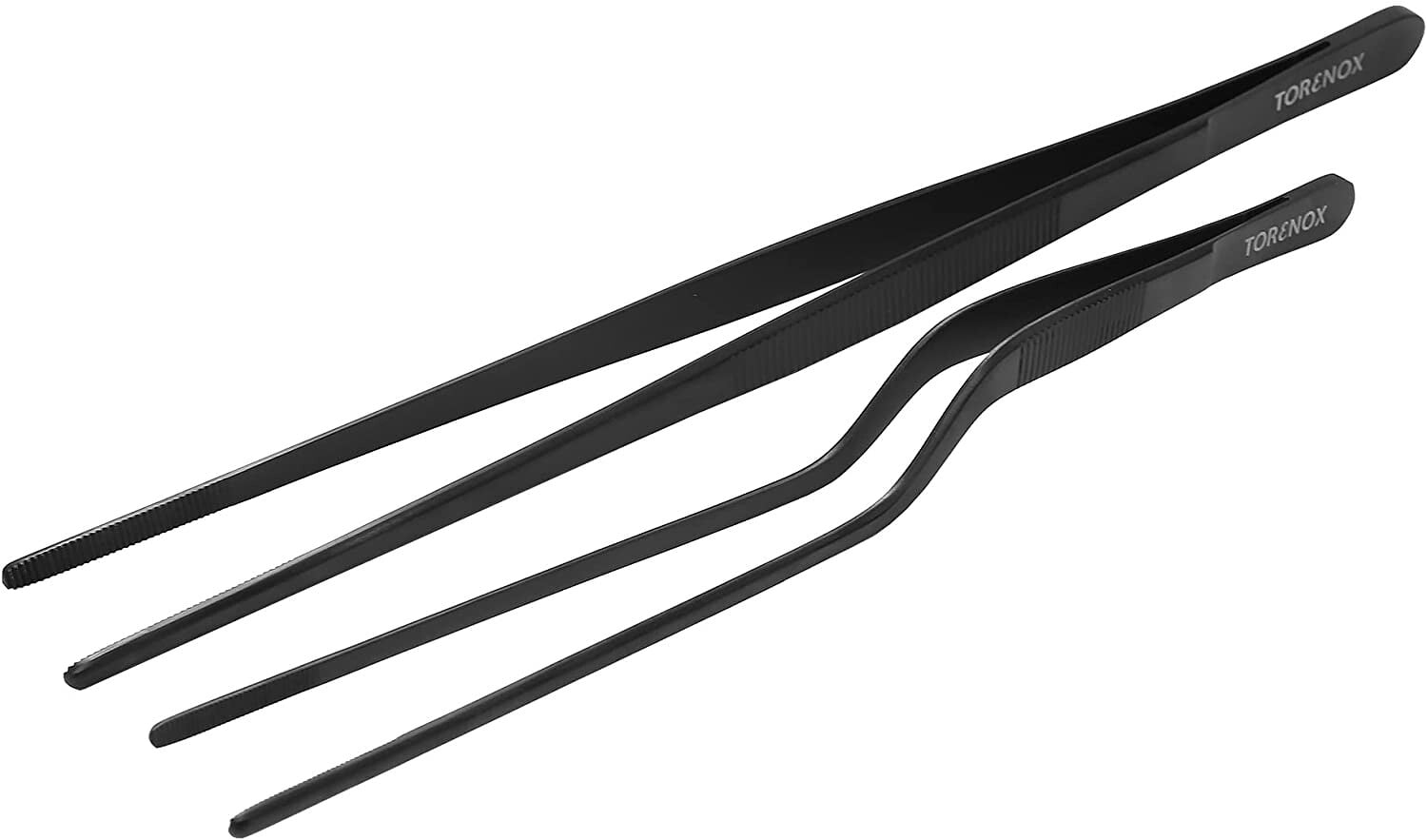 Kitchen Tweezers 10 Inch Straight and 8 Inch Offset - Culinary Precision Tongs Professional ...