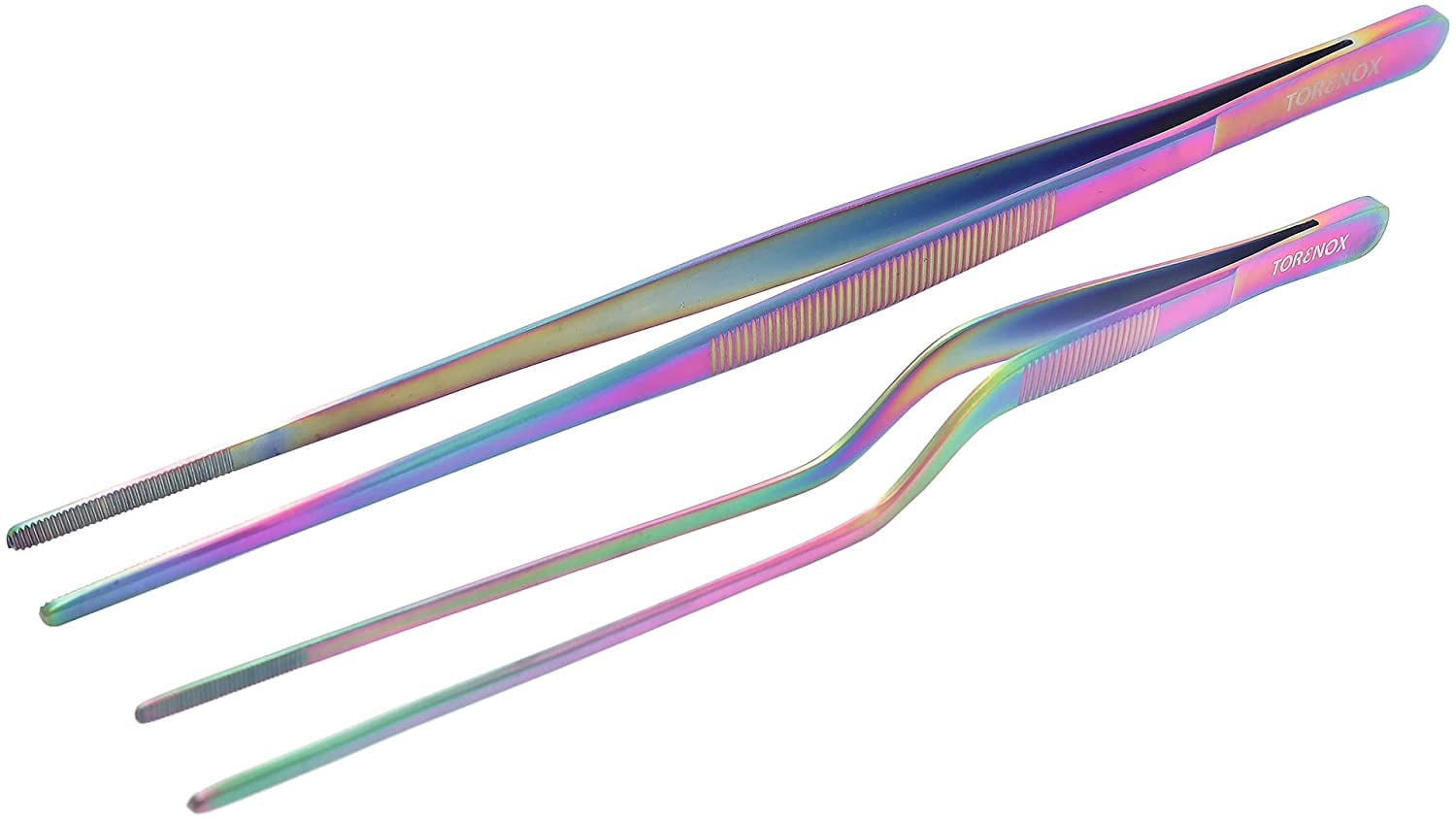 Kitchen Tweezers 10 Inch Straight and 8 Inch Offset - Culinary Precision Tongs Professional ...