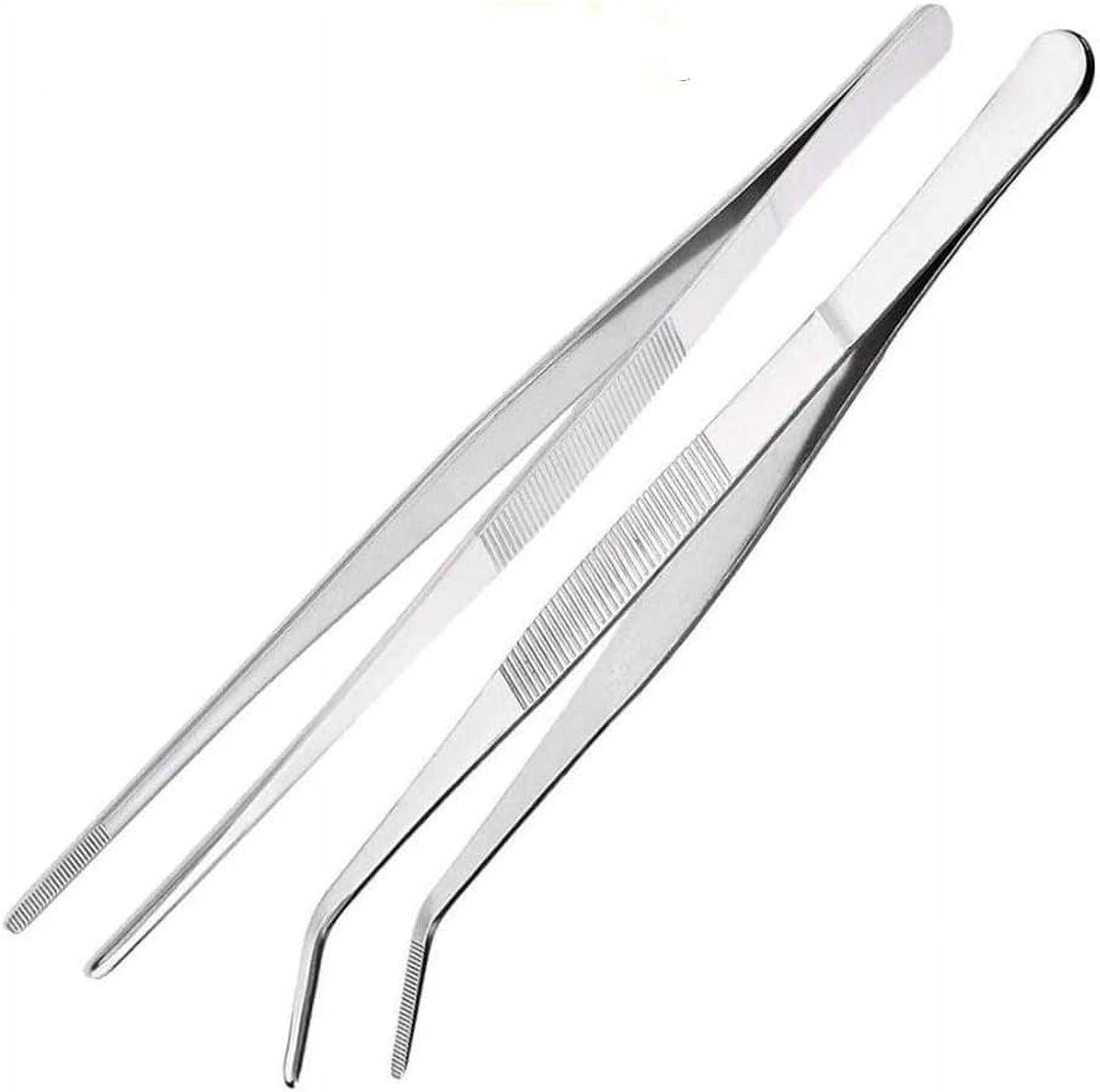 Kitchen Tweezers (12 Inch) Stainless Steel Tongs Set of 2 with ...