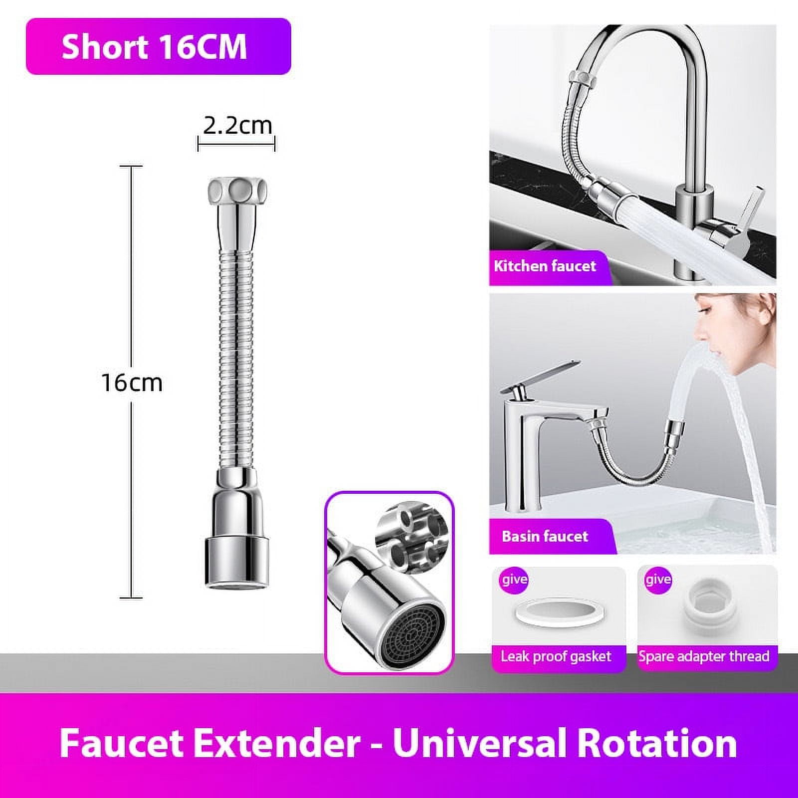 Kitchen Universal Faucet Extenders Tube 360 Rotation Anti-Splash Head ...