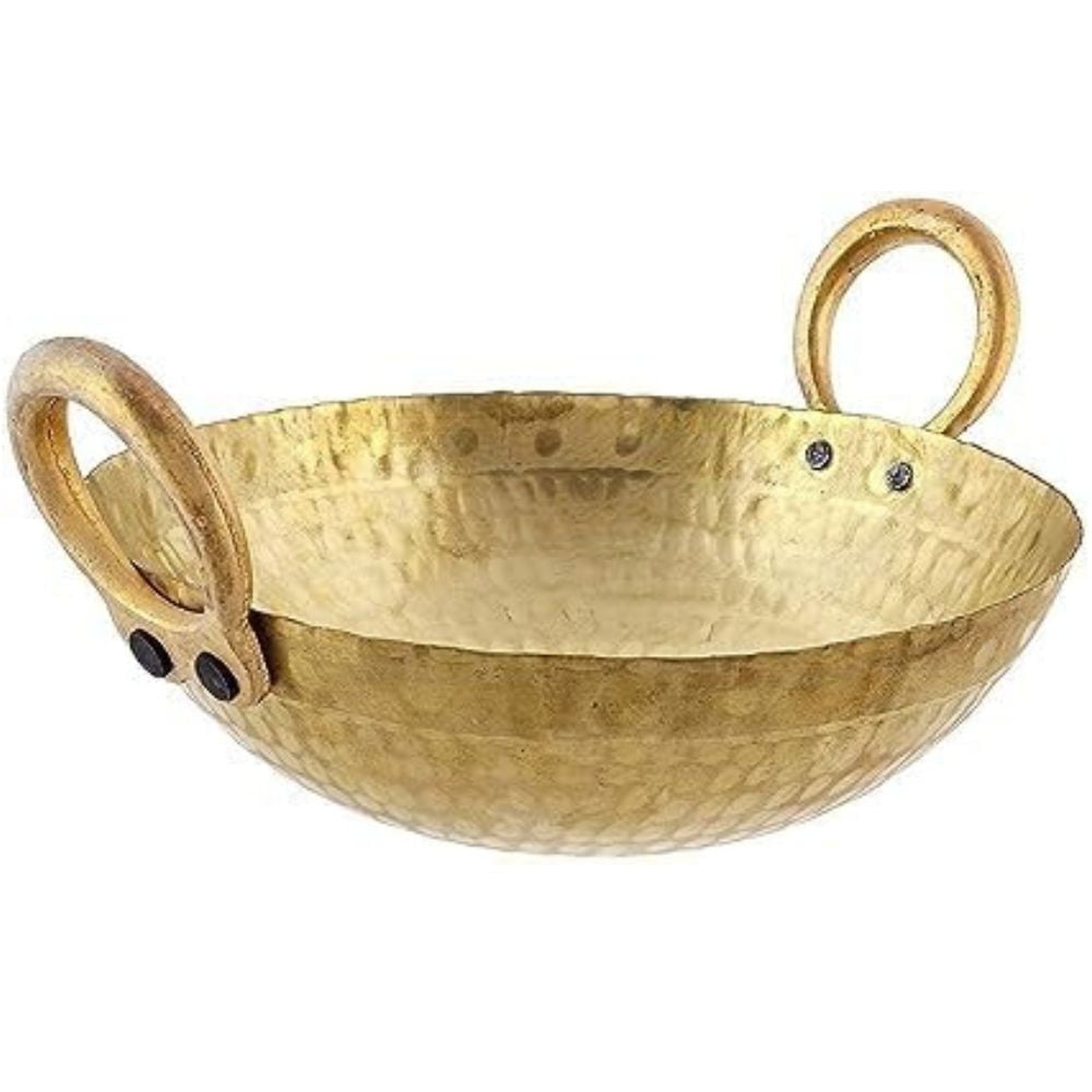 Hammered Brass Kadai 4.5L, Wok, Best Gift Frying Pan, Kitchen Utensil ...