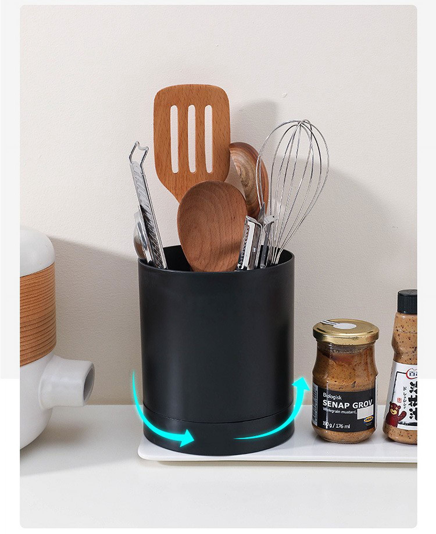 Kitchen Utensil Holder Cooking Holder 360° Rotating Utensil Organiser ...