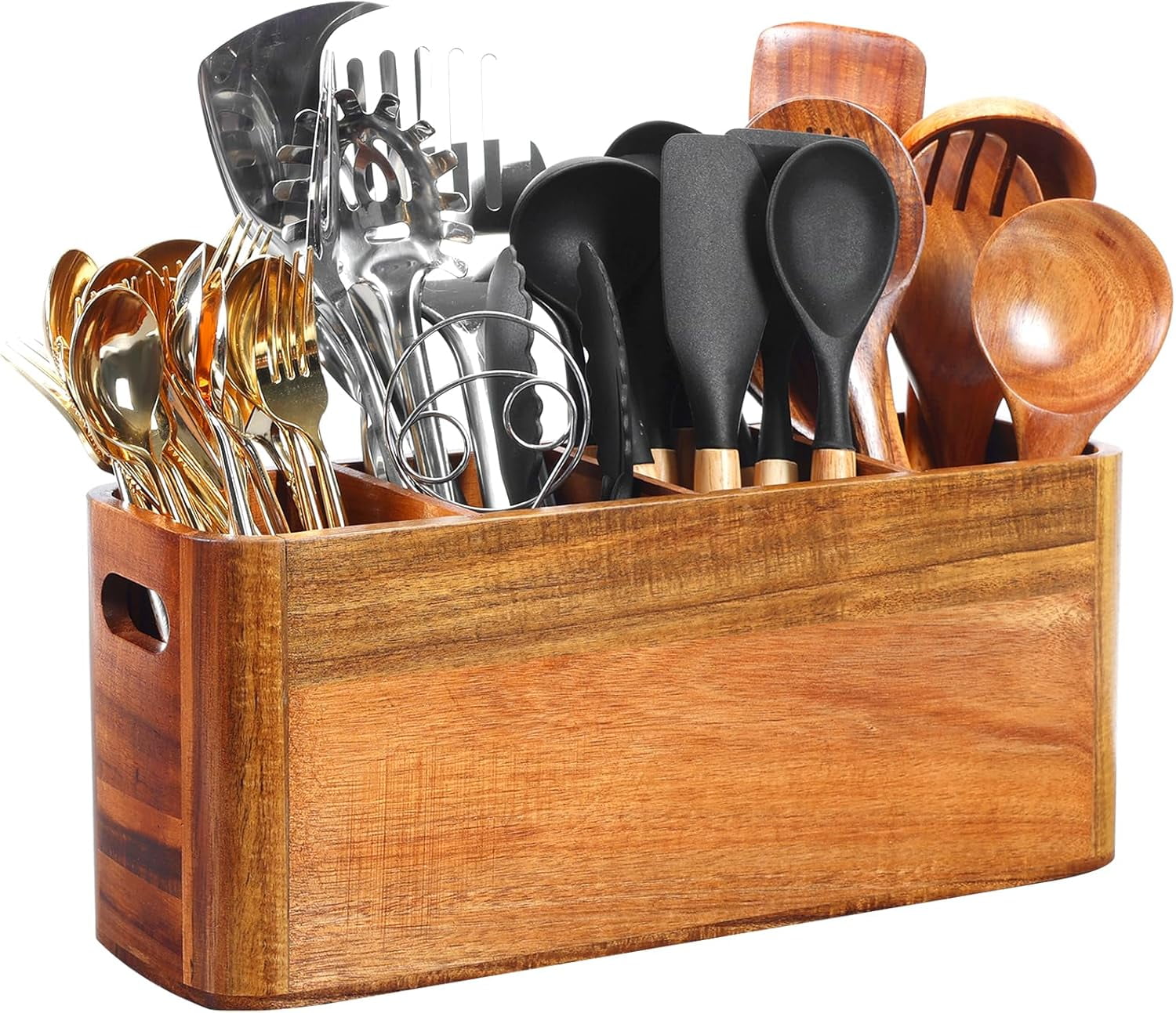 Kitchen Utensil Holder for Counter or Countertop, Extra Large Acacia ...