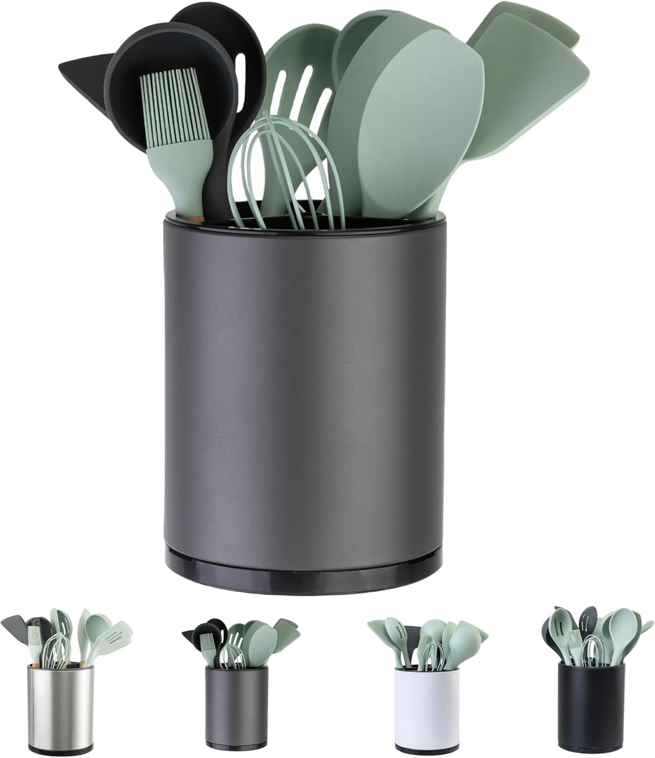 Kitchen Utensil Holder Extra Large 360°Rotating For Counter Organizer ...