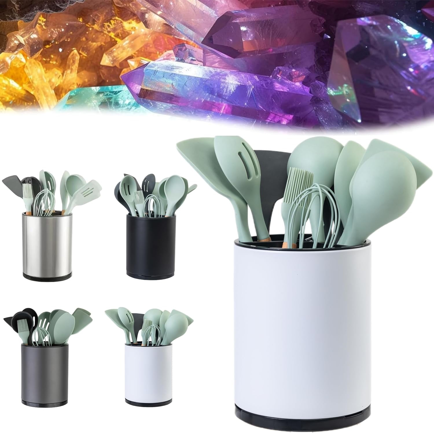 Kitchen Utensil Holder, Extra Large Silverware Caddy, Cooking Utensil ...