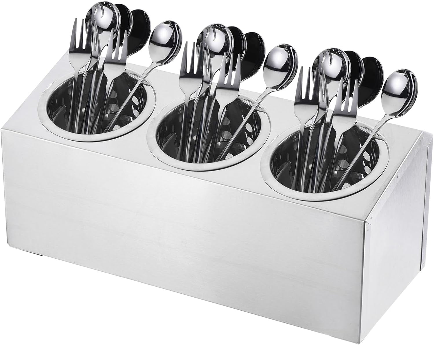 Kitchen Utensil Holder, Stainless Steel Cylinder Flatware Silverware ...