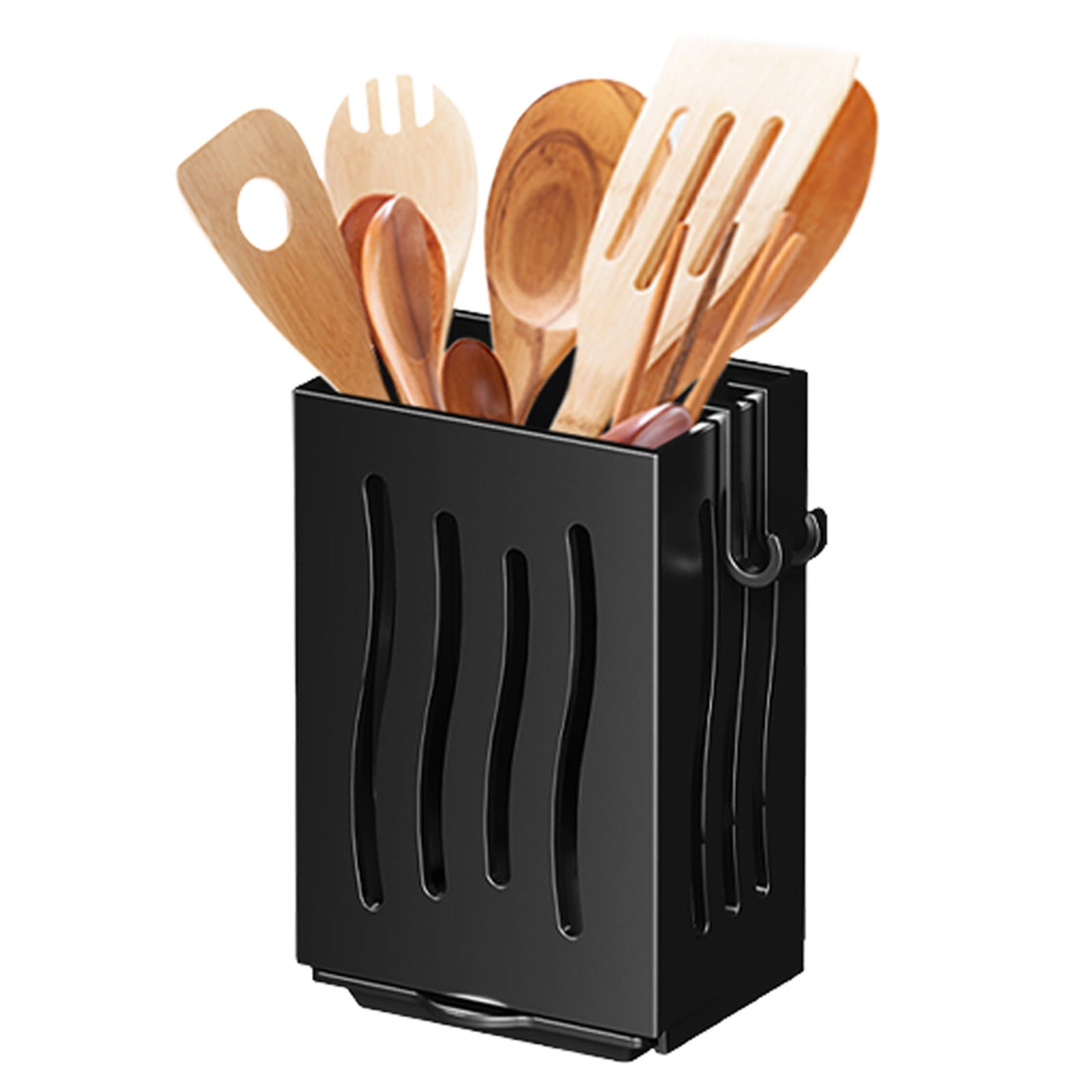 Kitchen Utensil Holder, Wall Mount Utensil Rack with Hooks, Wall ...