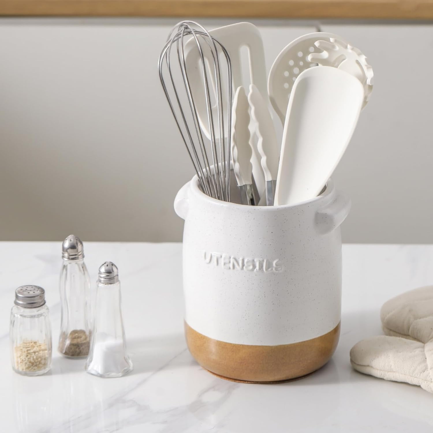 Kitchen Utensil Holder,White Ceramic Utensil Holder,Large Ceramic ...