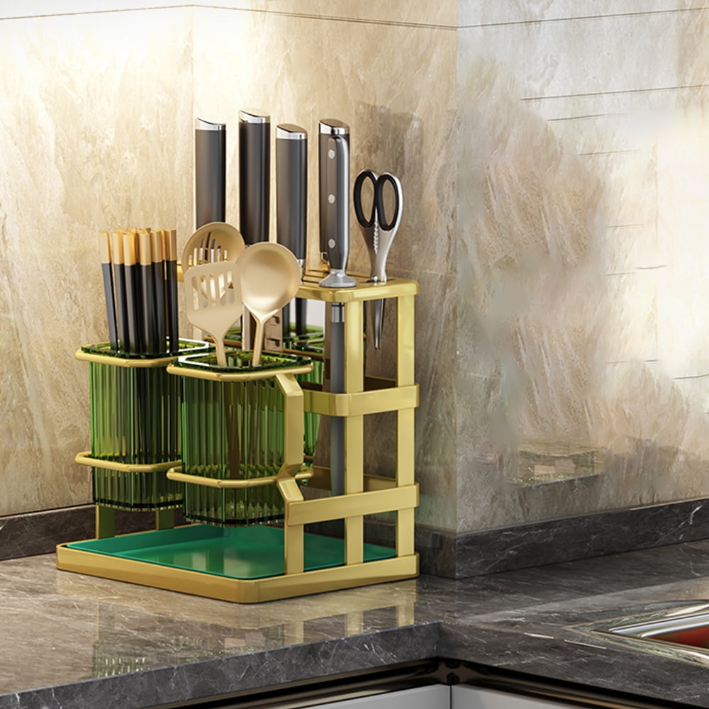 Kitchen Utensil Organizer, Countertop Cutlery Storage Rack with Knife ...