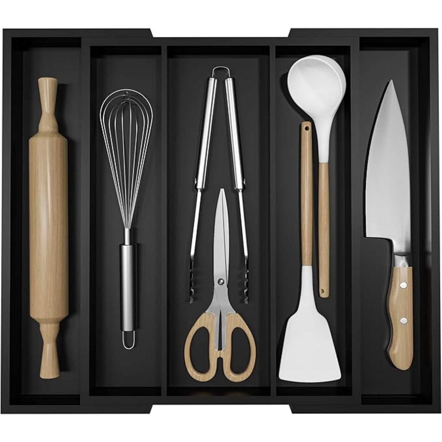 Kitchen Utensil Organizer Silverware Tray - Bamboo Flatware Organizer ...