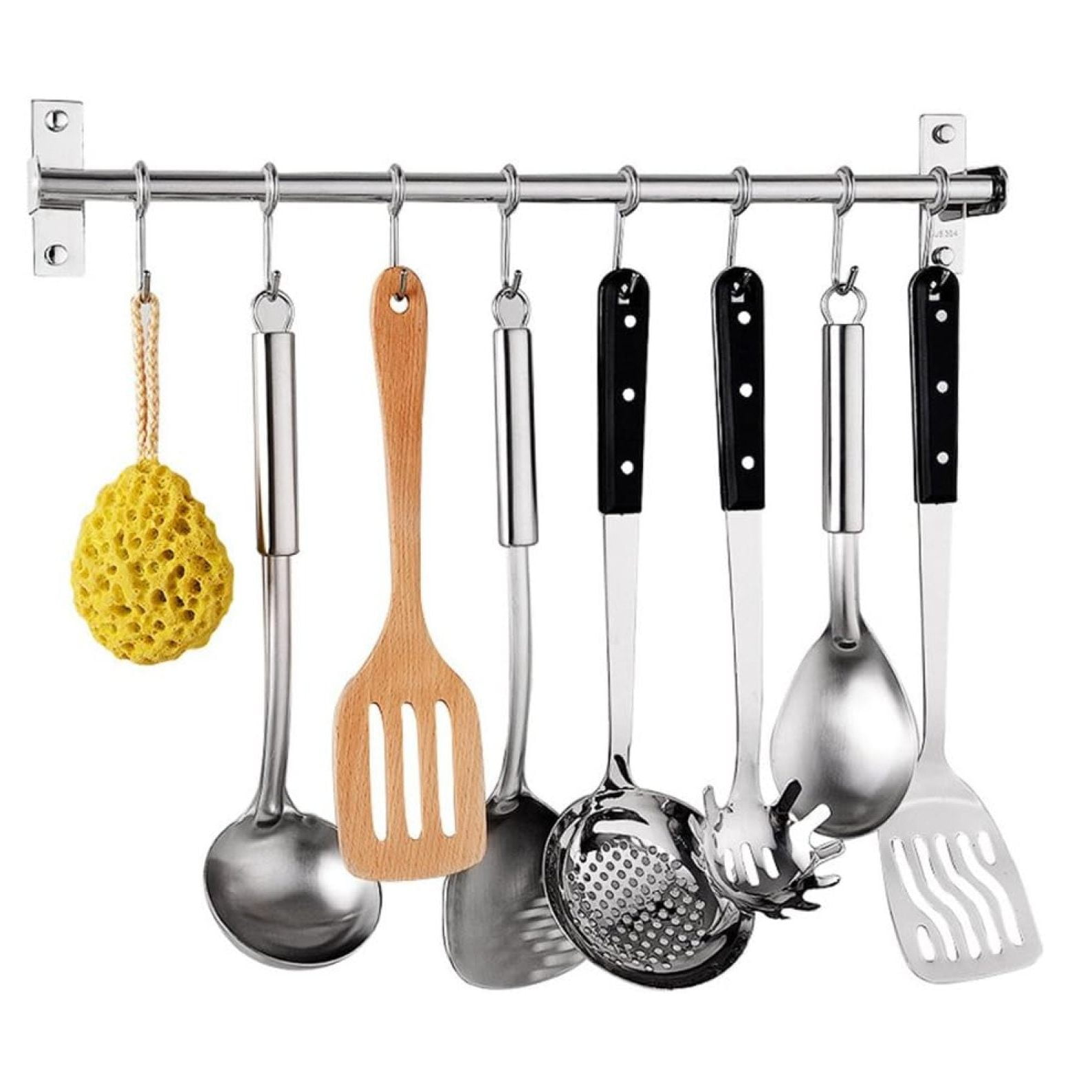 Kitchen Utensil Rack,Wall Mounted Hanger,Space Saver Stainless Steel ...