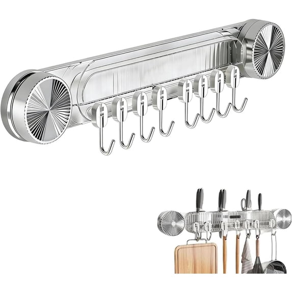 Kitchen Utensil Rail, No-Drill Adhesive Hanging Bar for Spatulas ...