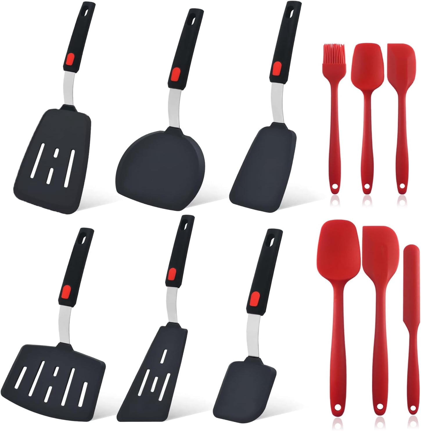 Kitchen Utensil Set, 12 Pieces Heat Resistant Silicone Spatula Set for ...