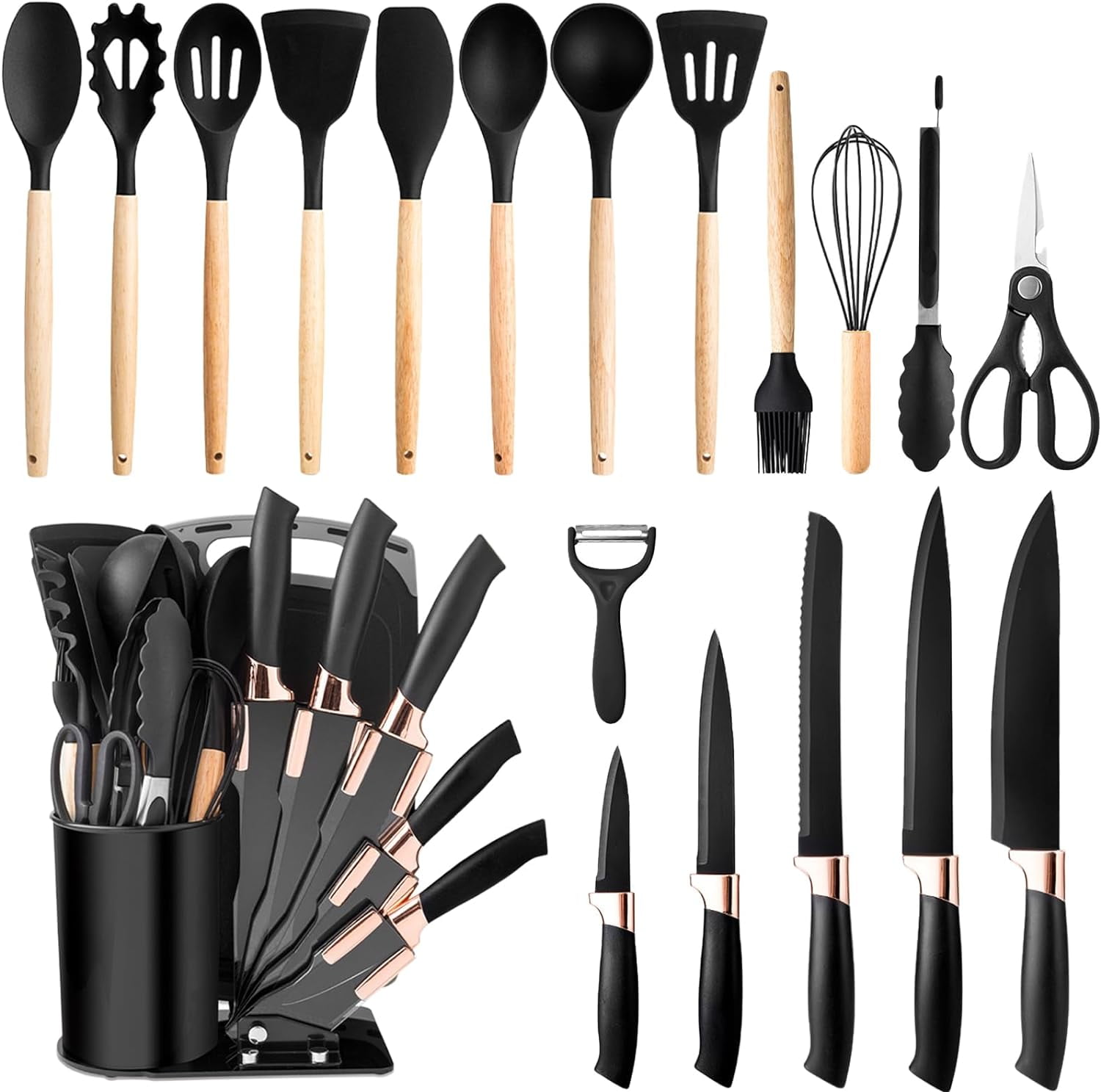 Kitchen Utensil Set,20 Pieces Kitchen Stainless Steel Knives Set ...