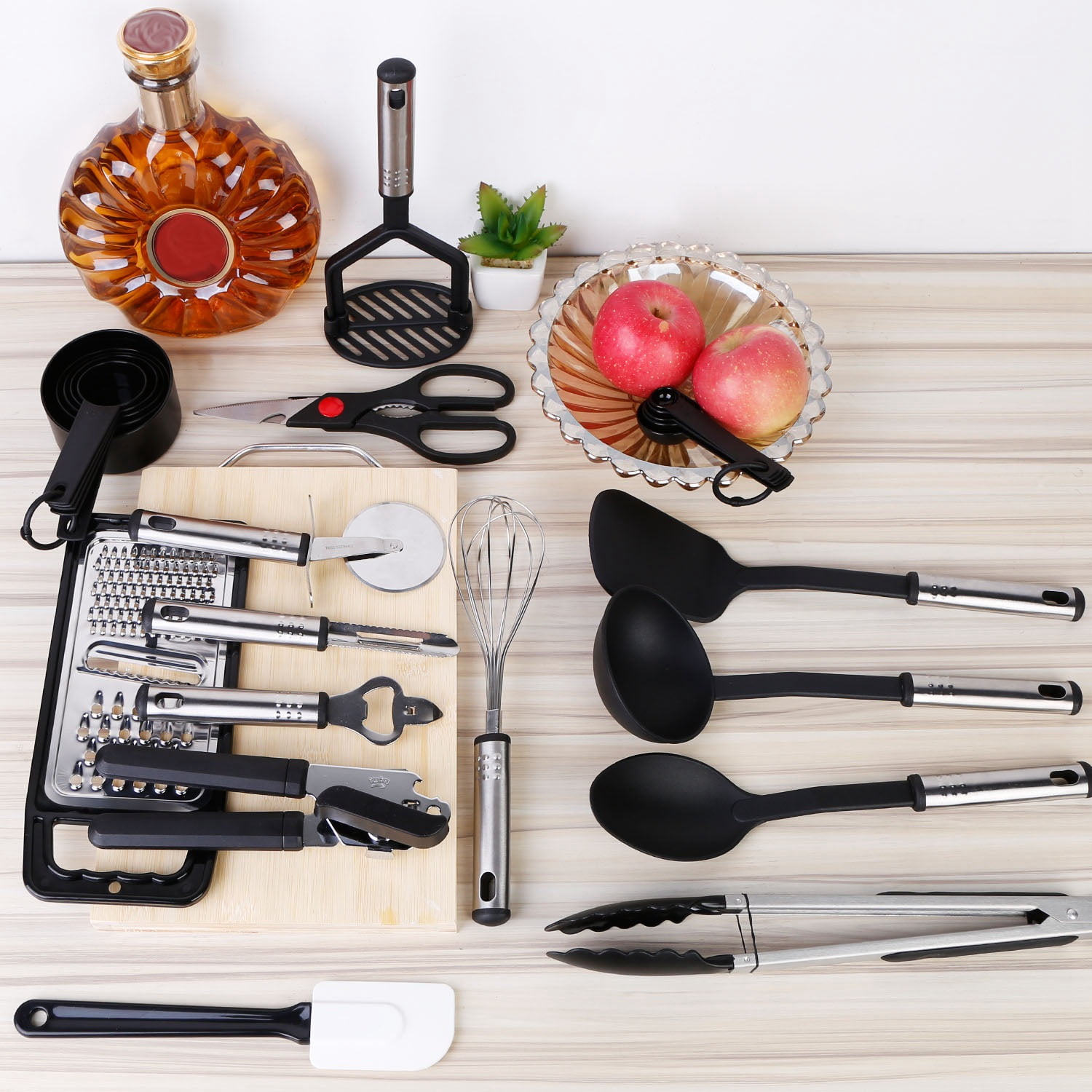 Kitchen Utensil Set, 23Pcs Kitchen Accessories, Stainless Steel Nylon ...