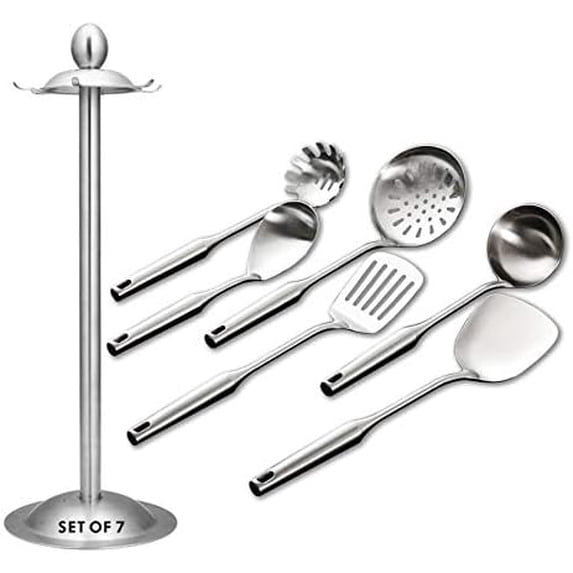 Kitchen Utensil Set – 6 Piece Stainless Steel Cooking Utensils with ...
