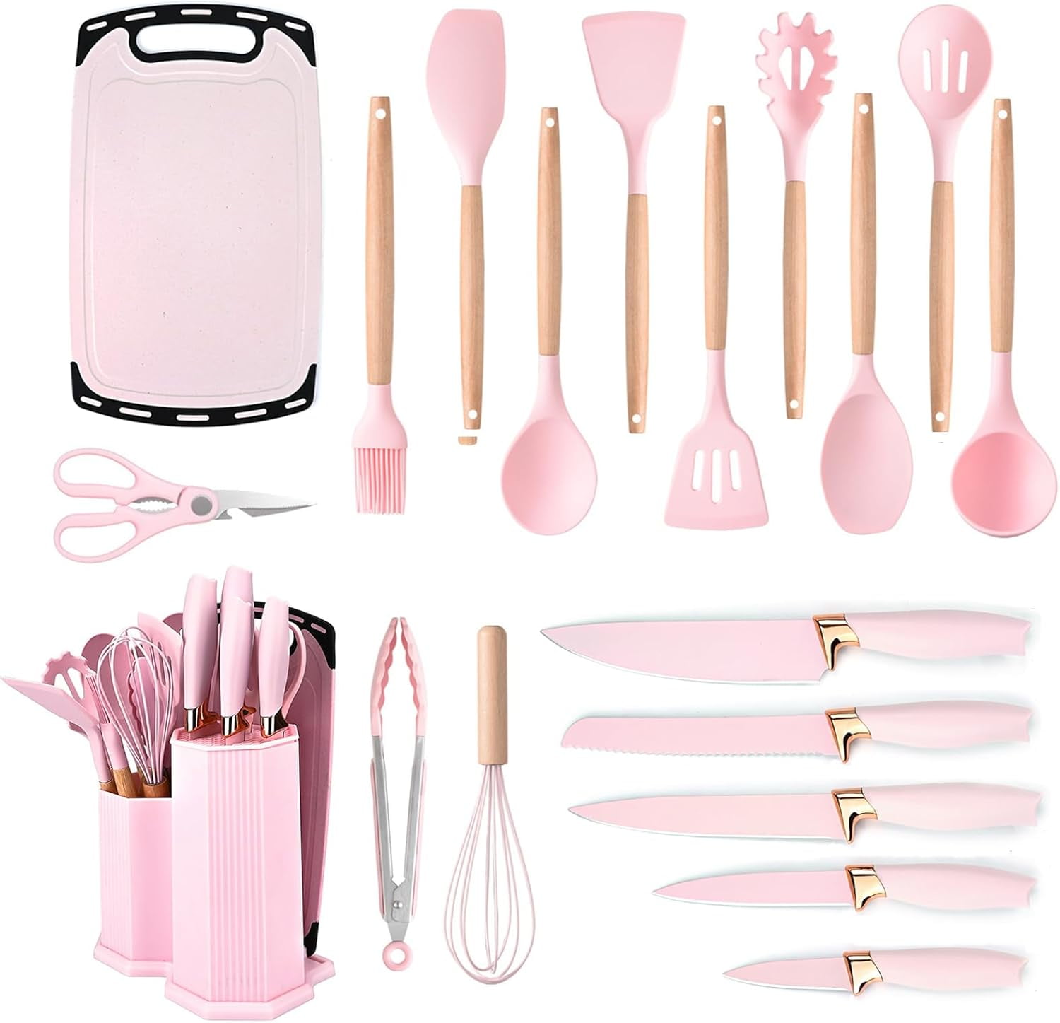 Kitchen Utensil Set, Kitchen Knife Sets with Block and 11 PCS Cooking ...