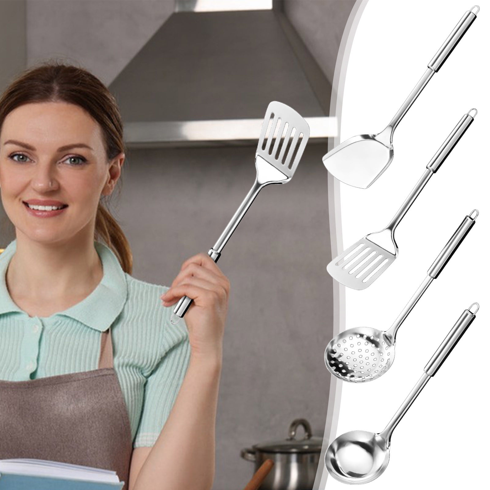 Kitchen Utensil Set | Nonstick-Safe Spatula, Slotted Spoon, Ladle ...