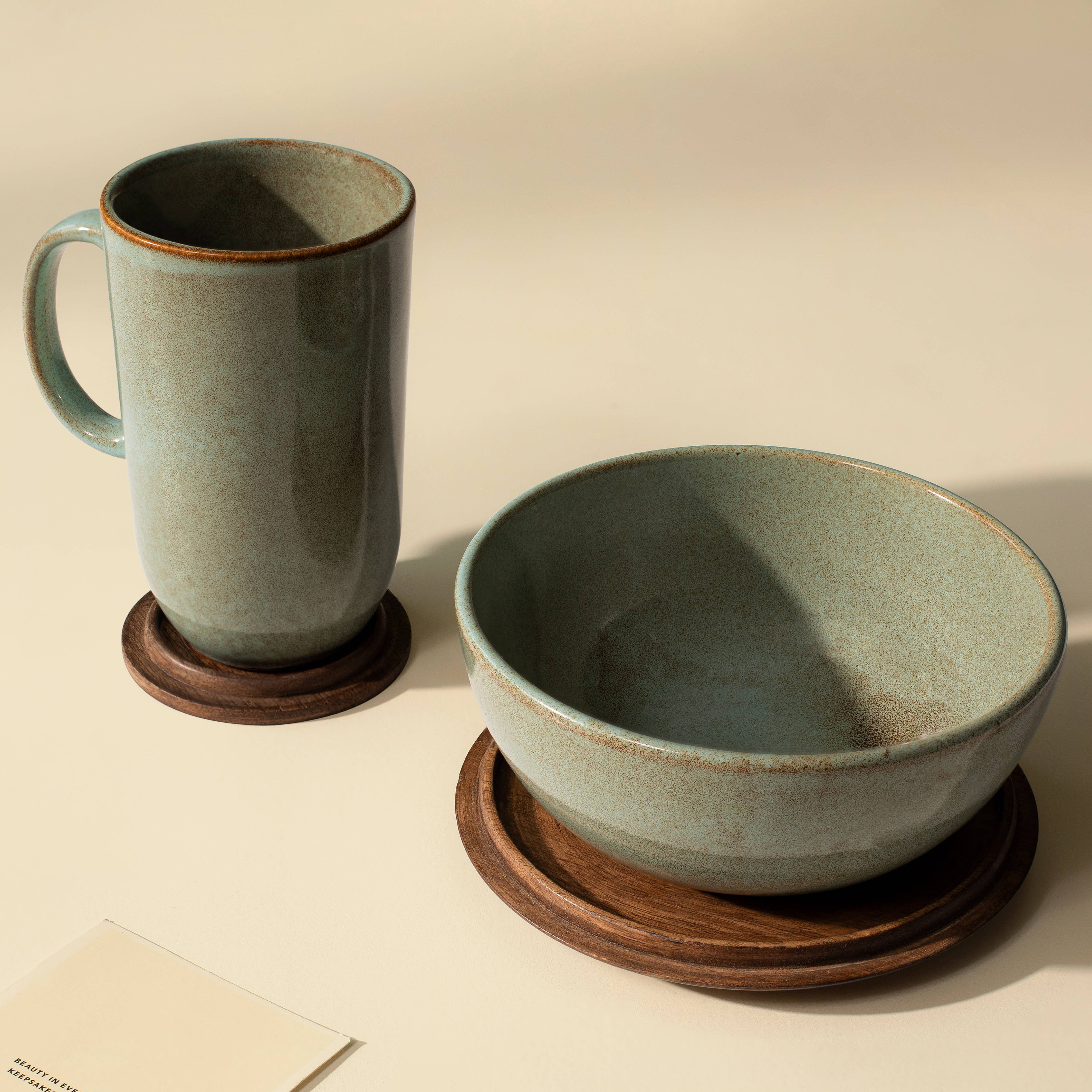 Kitchen Utensils Hand-Glazed Terracotta Breakfast Set - Mug and Bowl ...