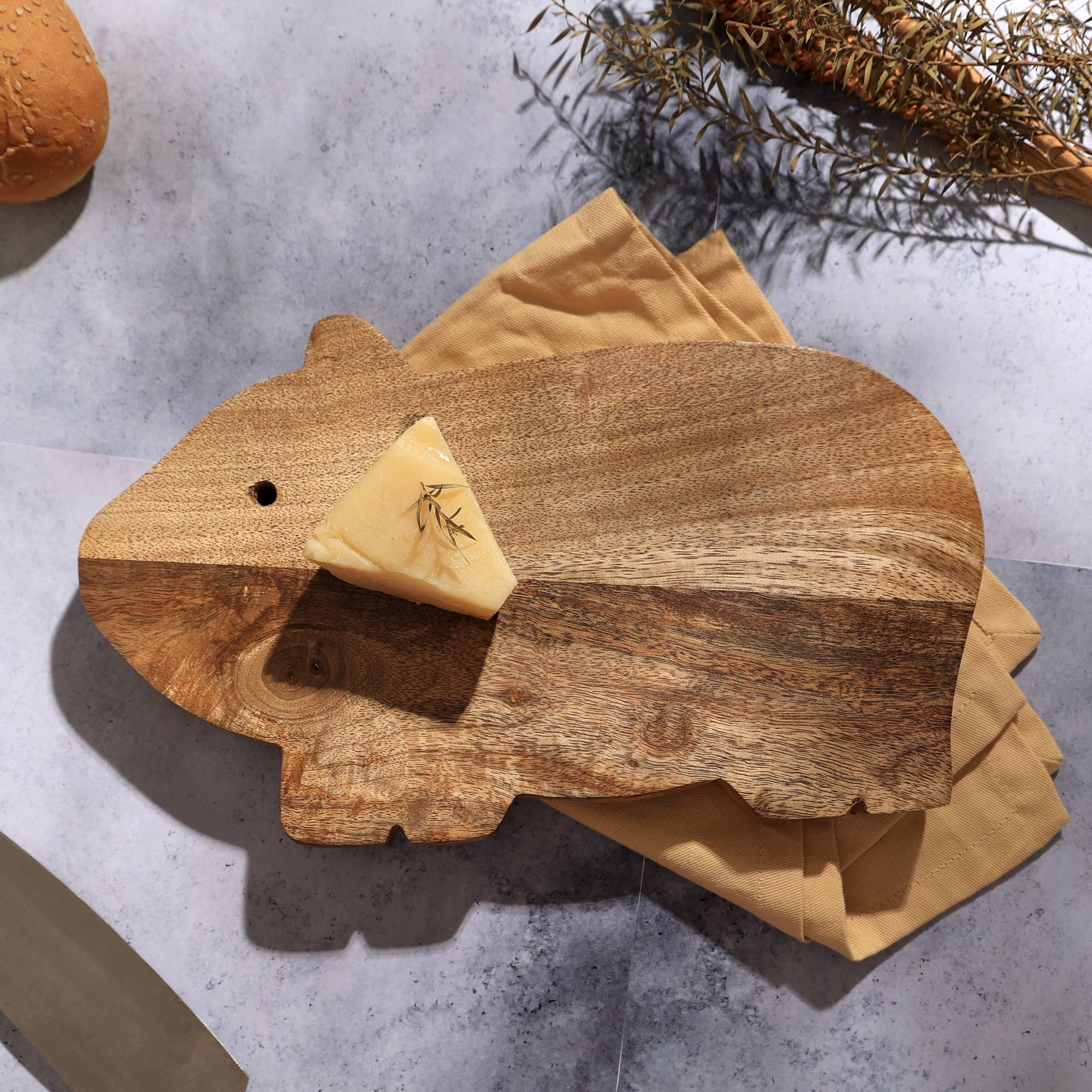 Kitchen Utensils, Rabbit Serving & Chopping Board, Natural Wood Cutlery ...
