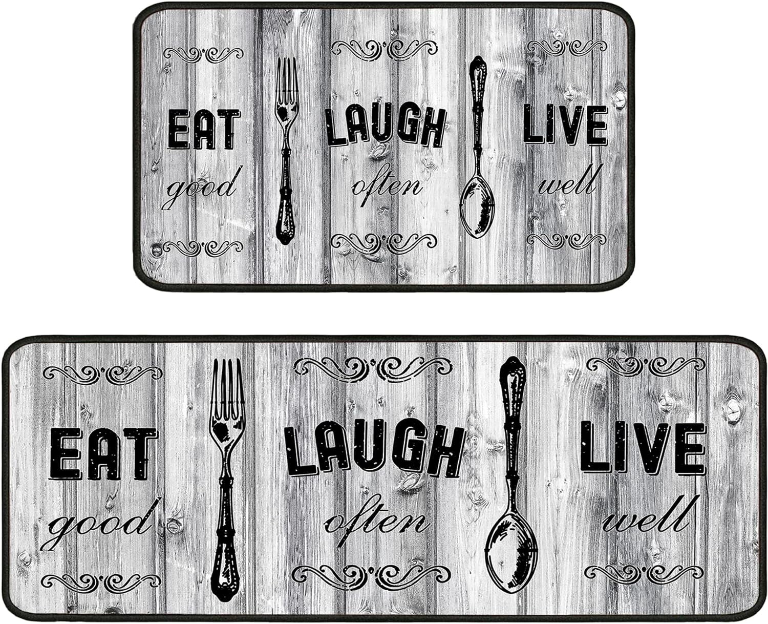 Kitchen Utensils Rugs Grey Kitchen Mats for Floor 2 Piece, Anti Fatigue ...