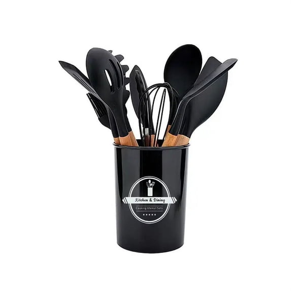 Kitchen Utensils Set, 12 Pcs Silicone Cooking Utensils Set With Wooden ...