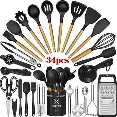 Mainstays 36 Piece Kitchen Gadget Set with Kitchen Cooking Utensils ...