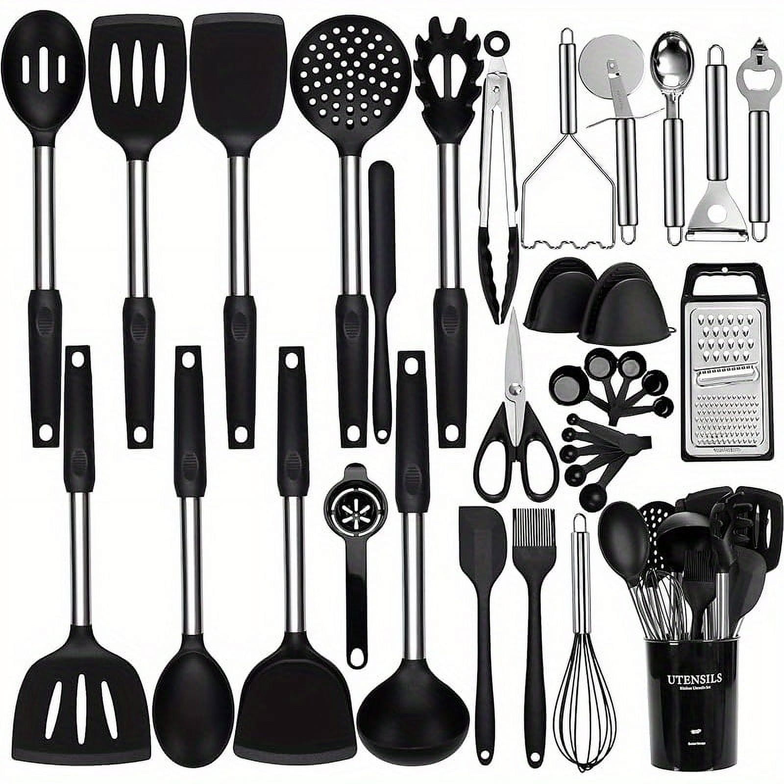 Kitchen Utensils Set, 35pcs Silicone Cooking Utensils Set with Holder ...