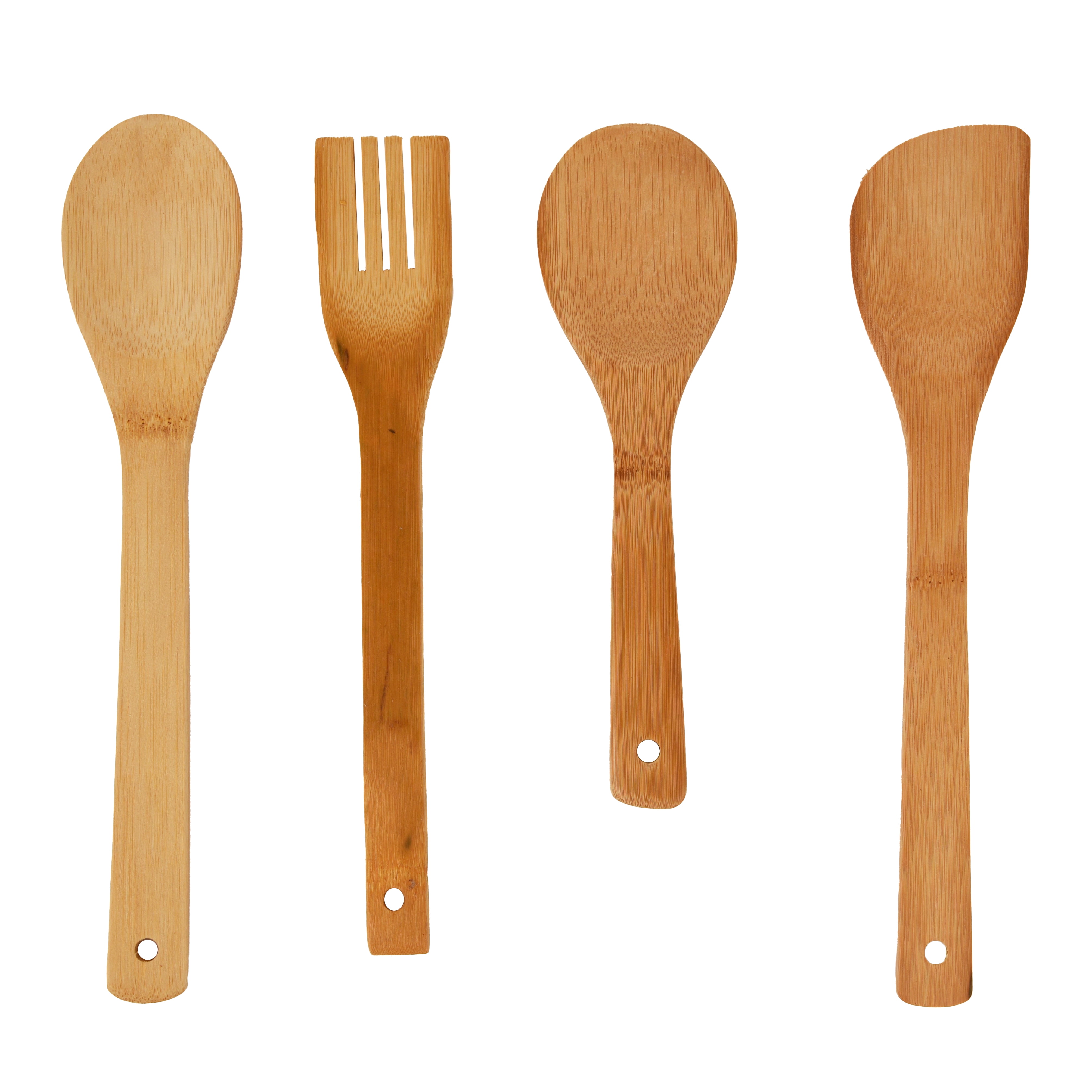 Kitchen Utensils Set, 4 Piece Bamboo Cooking Tools, Spatula, Fork, 2 ...