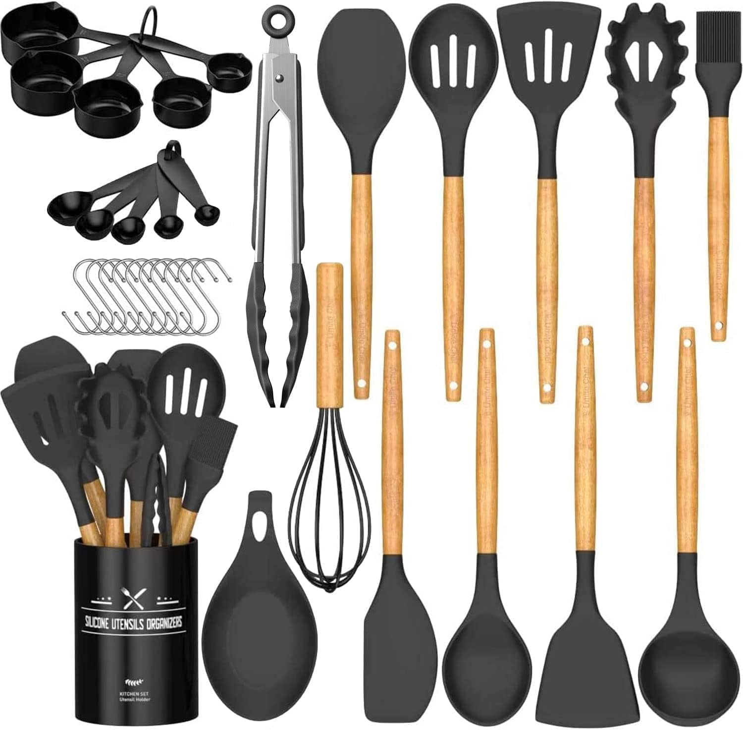Umite Chef Kitchen Utensils Set, Non-Stick Silicone Kitchen Utensils ...