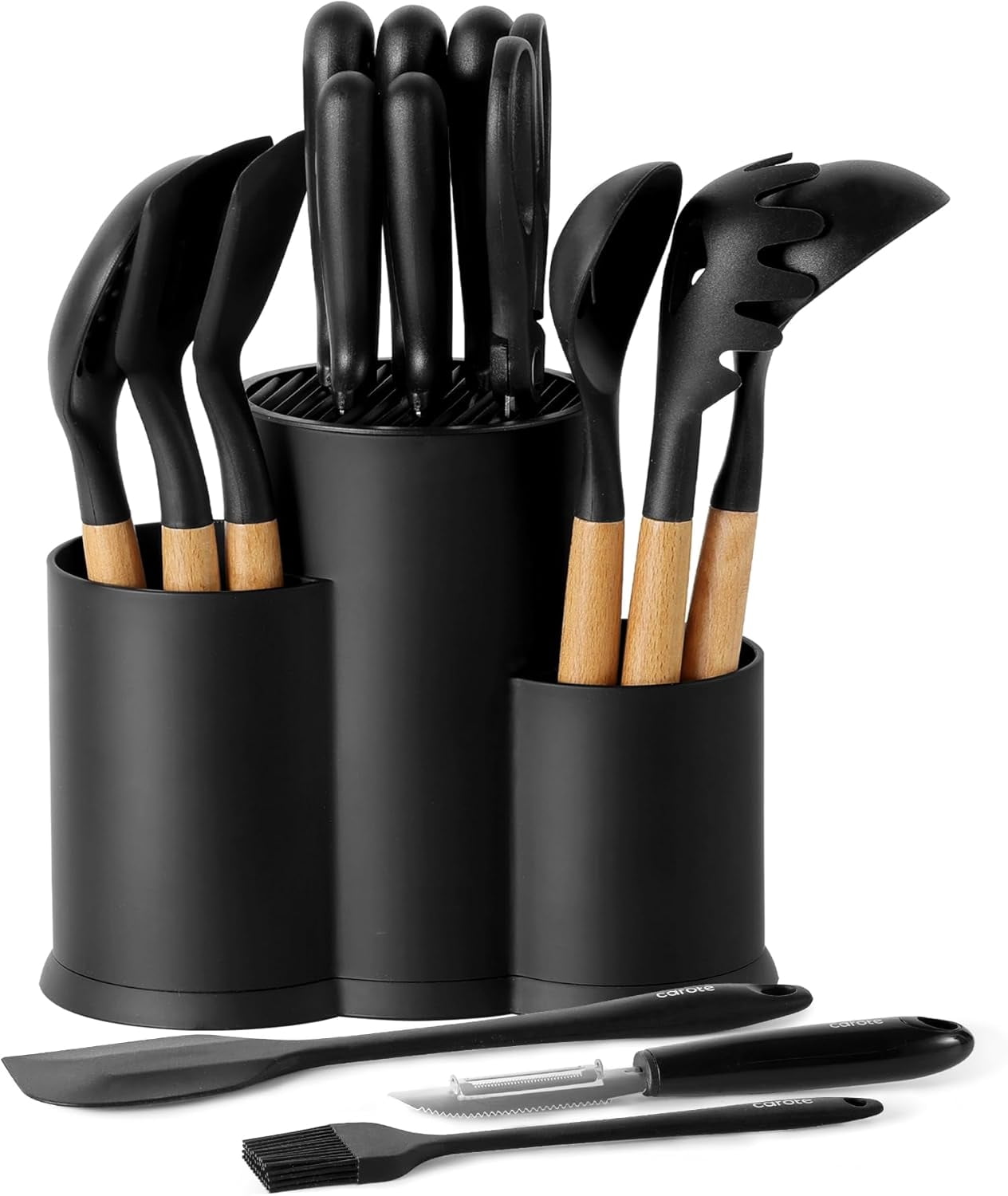 Kitchen Utensils Set, Silicone Cooking Utensils Set with Wooden Handle ...