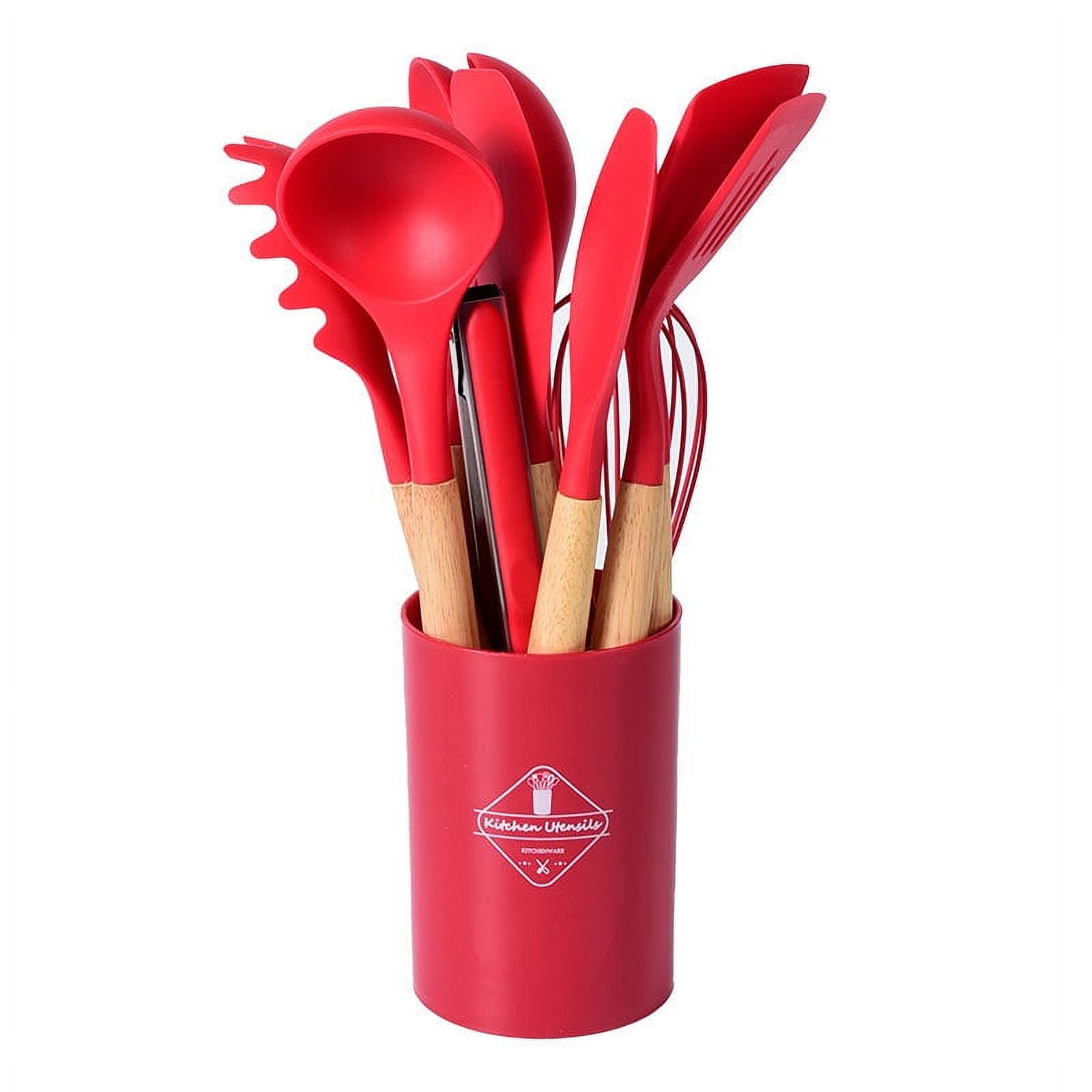 Kitchen Utensils Set, Smasener 13 Pcs Non-Stick Silicone Cooking ...