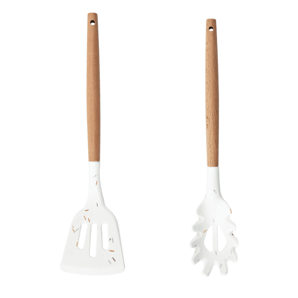 Kitchen Utensils Set for Cooking with Wood Handle for Non-Stick ...