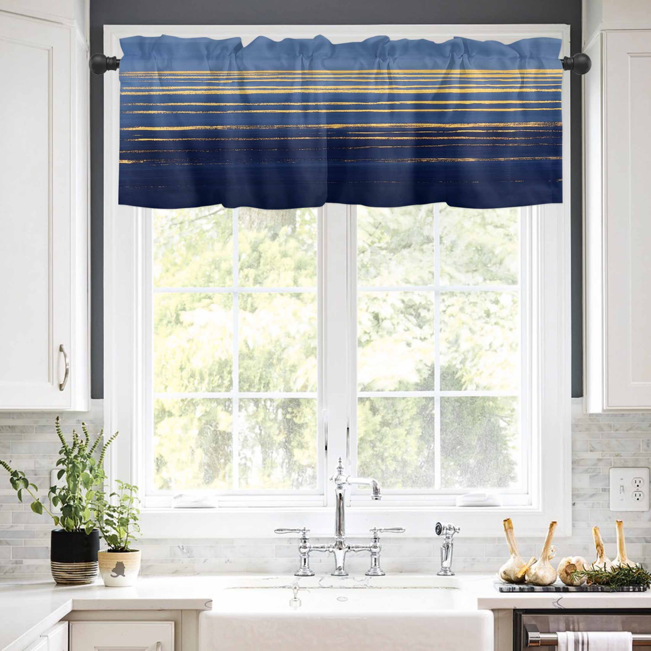 Kitchen Valance for Windows,Sea Sunrise Golden Water Ripple Window ...