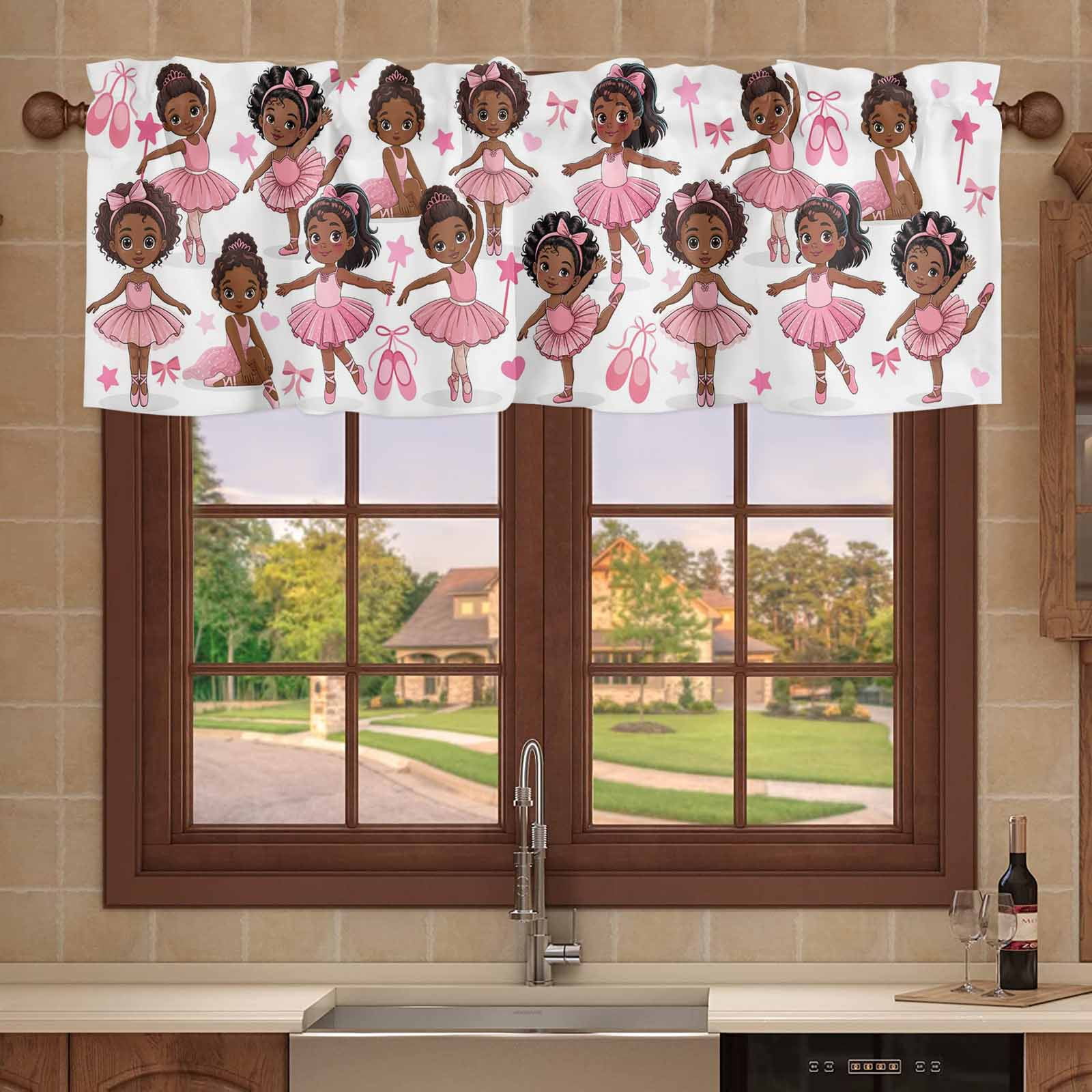 Kitchen Valances for Window, Cartoon Children Ballet Dance Light ...