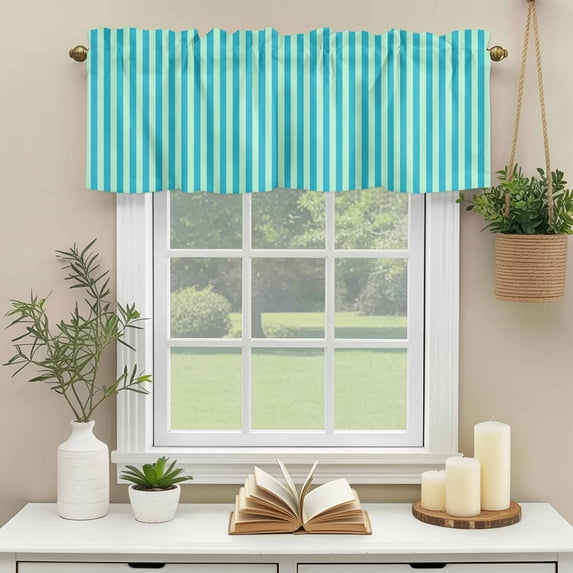 Kitchen Valances for Window, Classic Green Striped Light Filtering Rod ...